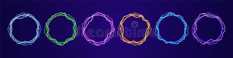 Electricity Light Game Profile Avatar Frame Set Stock Vector ...