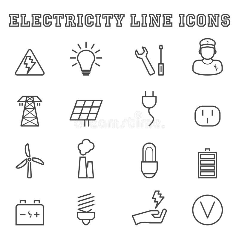 Electricity line icons stock vector. Illustration of cable - 51260793