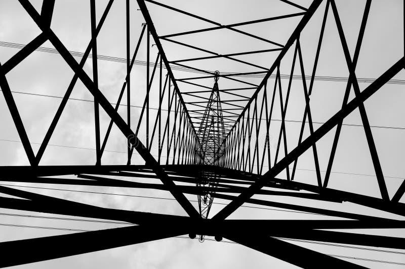 Electricity Line.Pylon of the Electricity Power Line.Inside View. Stock ...