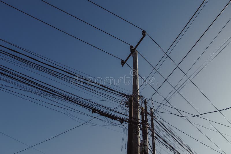 Electricity Lines at the Street Stock Photo - Image of lines ...