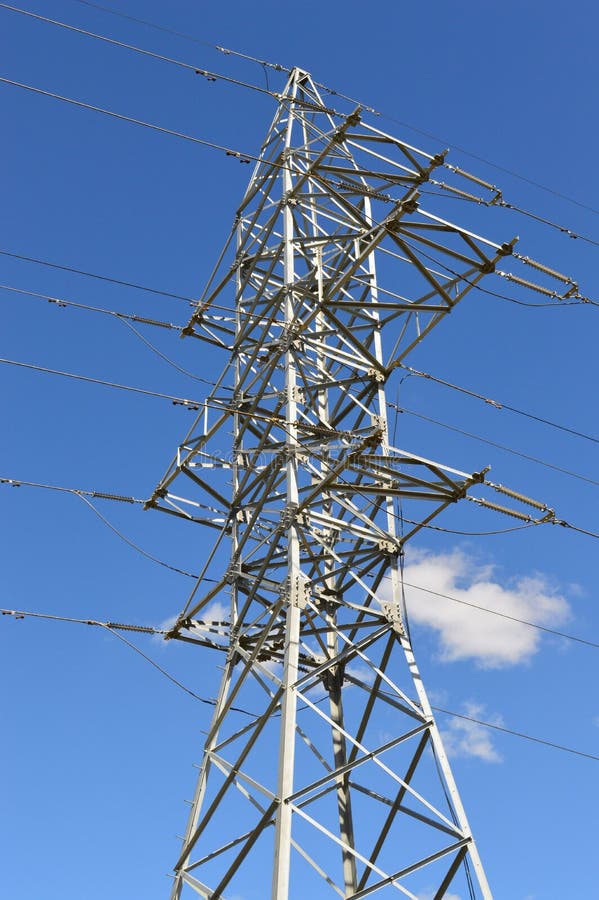 Electricity Metal Pylon in Blue Sky Stock Image - Image of structure ...