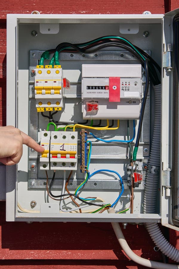 Electricity Meter and Circuit Breakers in Consumer Unit. Stock Image ...