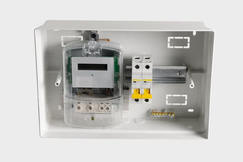 Electricity Meter in the Electrical Panel Stock Image - Image of rail ...