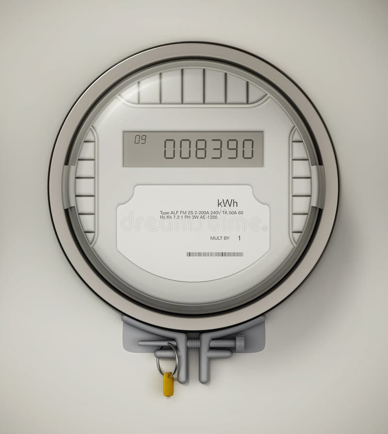 Electricity Meter Isolated on White Background. 3D Illustration Stock ...