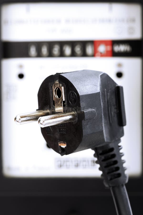 Electricity Meter and Plug Connector Stock Image - Image of close ...