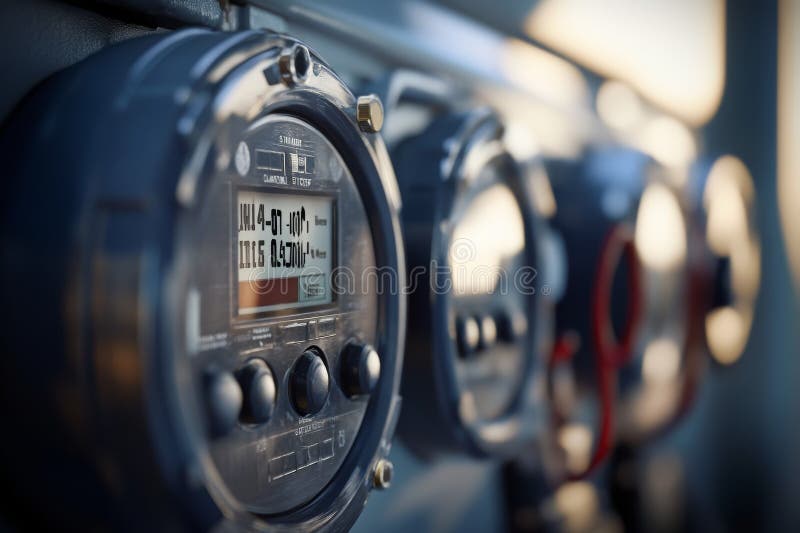 Electricity Meter Showing Digital Readings in Industrial Setting ...