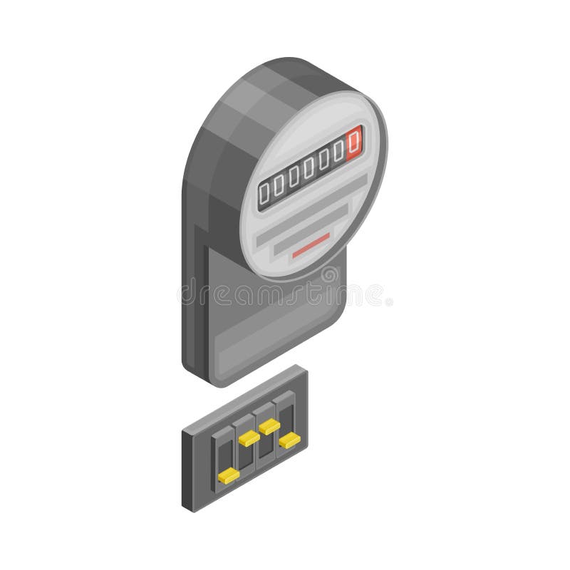 Electricity Meter with Switch As Electric Power Object Isometric Vector ...