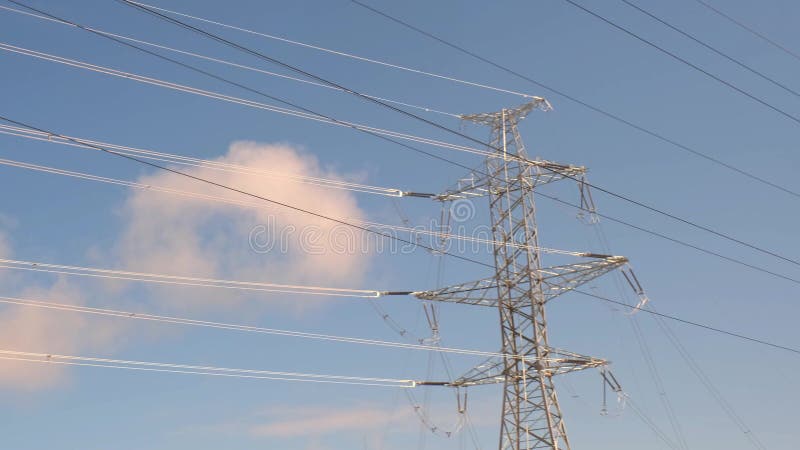 Electricity Network. Iron Utility Pole of a High Voltage Power Line and ...