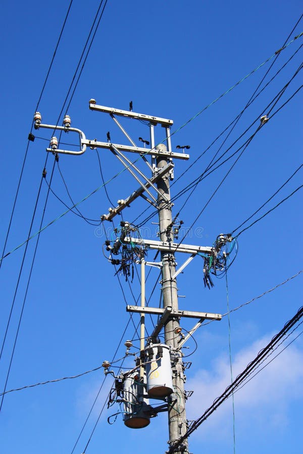 Electricity and phone post stock image. Image of metal - 41088759