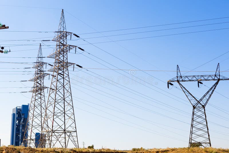 Electricity pillars stock image. Image of environment - 27941831