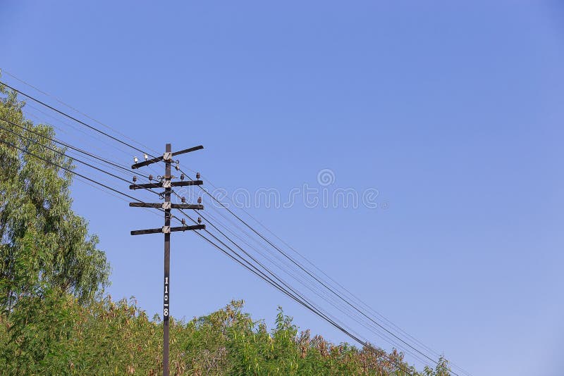 Electricity Pole Along Train Rail Stock Photo - Image of path, iron ...