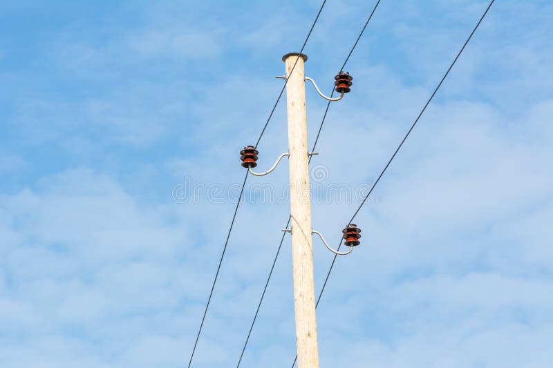Electricity Pole on the Blue Sky Background . Stock Photo - Image of ...