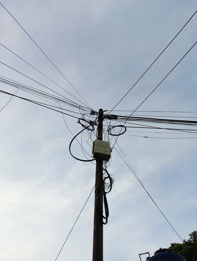Electricity Pole in Complex Stock Photo - Image of line, wind: 267363314