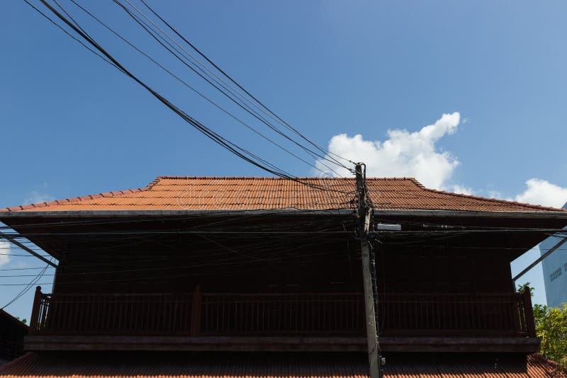 Electricity Pole Front Wooden House Stock Photos - Free & Royalty-Free ...