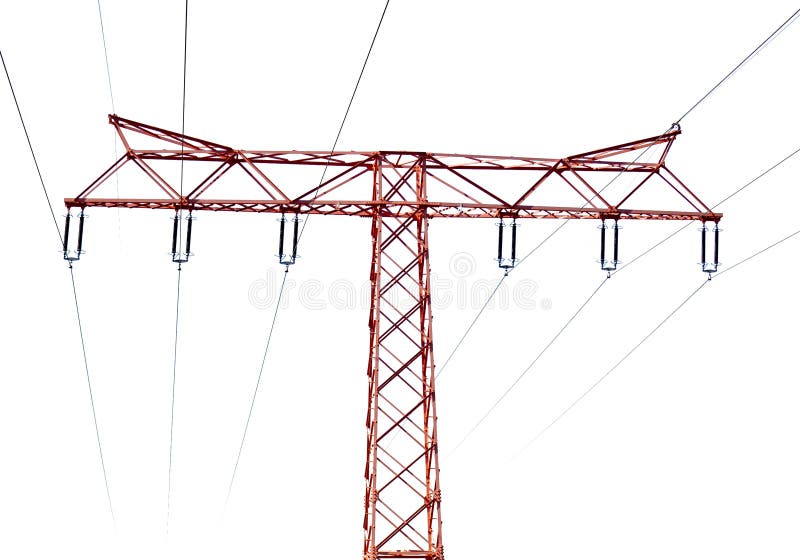 Electricity Pole Isolated on White Background Stock Photo - Image of ...