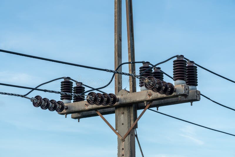 Electricity Pole with Transfer Stock Photo - Image of generator ...