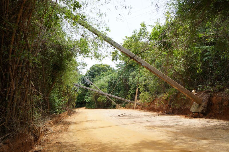 Electricity poles falling editorial stock photo. Image of phone - 40113283