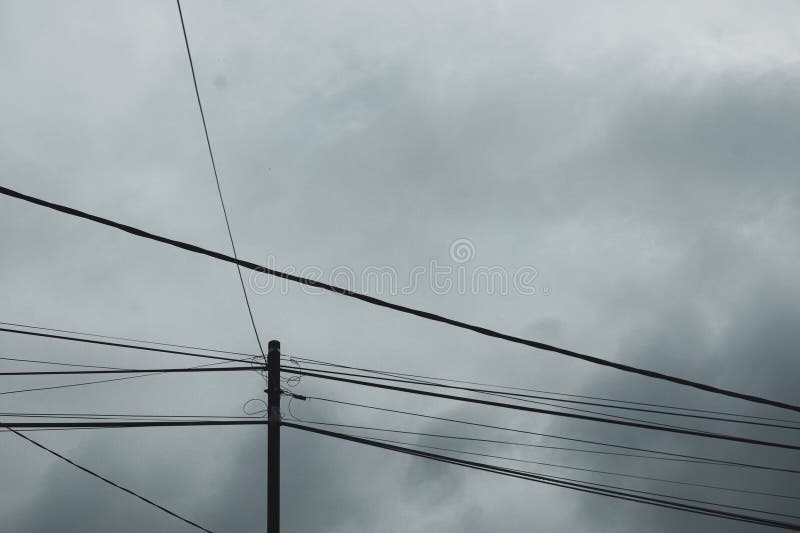 Electricity Poles and High Voltage Power Lines Stock Photo - Image of ...