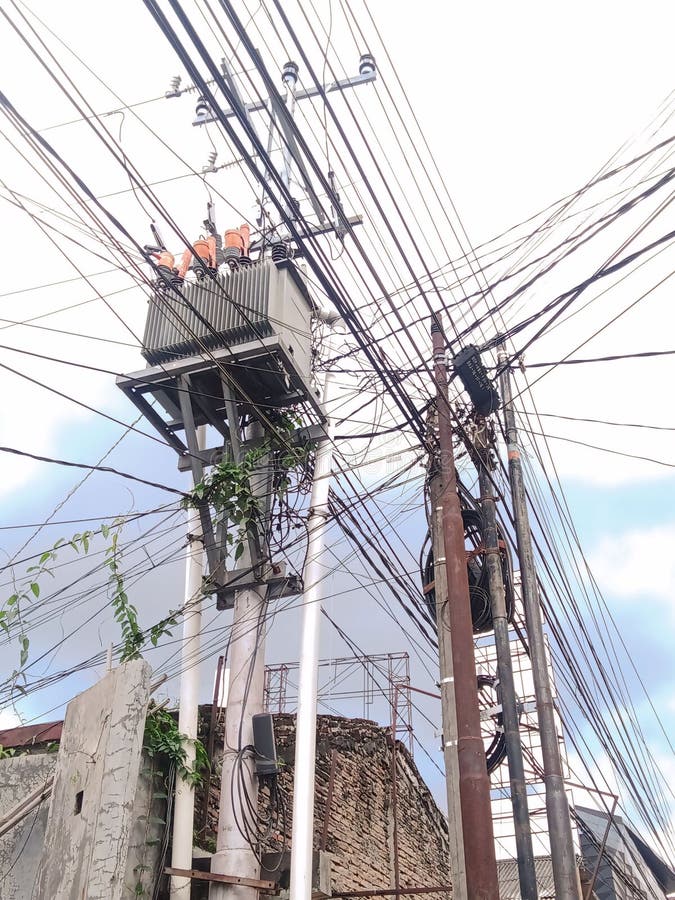 Electricity Poles in the Middle of the City with Hundreds of ...