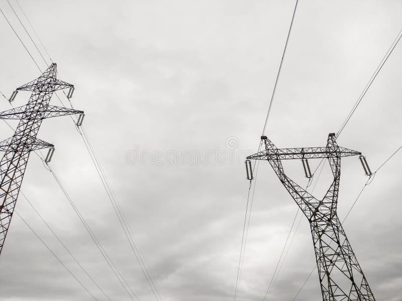 Electricity Poles in Romania. Power Concept Stock Image - Image of ...