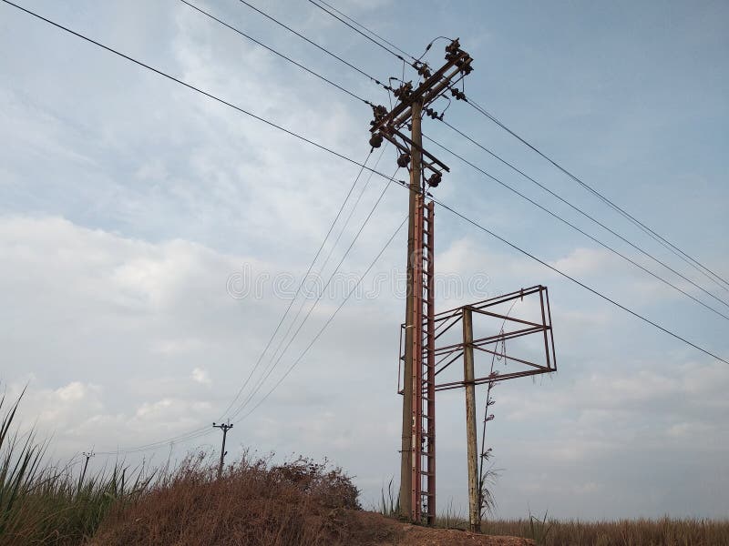 Electricity Poles in Rural Areas Stock Photo - Image of electricity ...