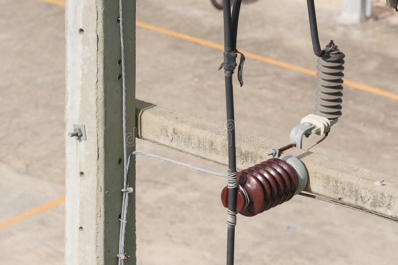 Electricity Porcelain Insulator on Pole with Copy Space Add Text Top ...