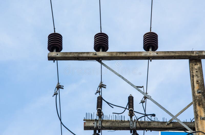 Electricity post stock image. Image of blue, cloud, ampere - 40202111