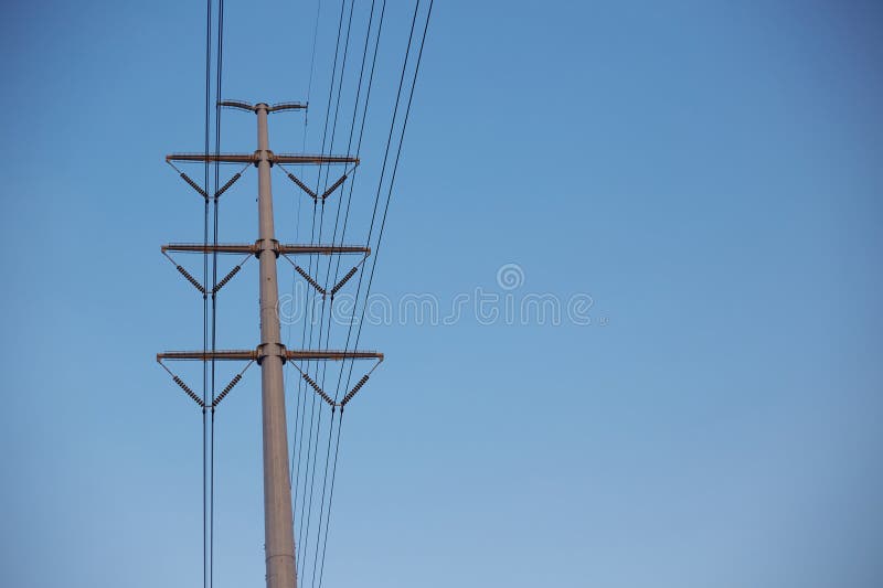 Electricity Post with Blue Sky Background Stock Photo - Image of ...