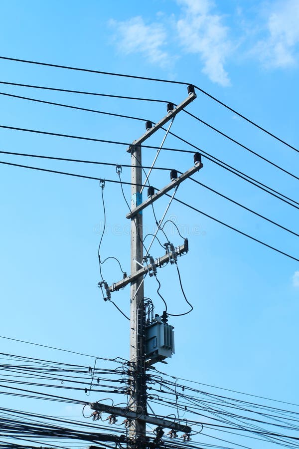 Electricity Post and Blue Sky Stock Image - Image of electric ...