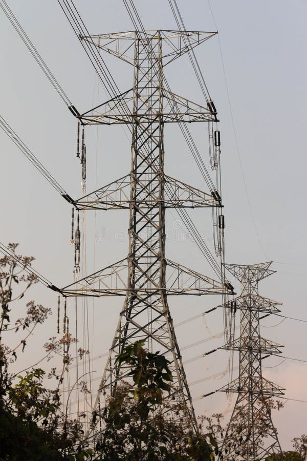 The Electricity Post Cable Construction Stock Photo - Image of sell ...