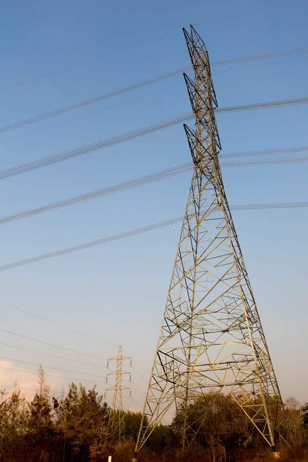 The Electricity Post Cable Construction Stock Image - Image of perfect ...