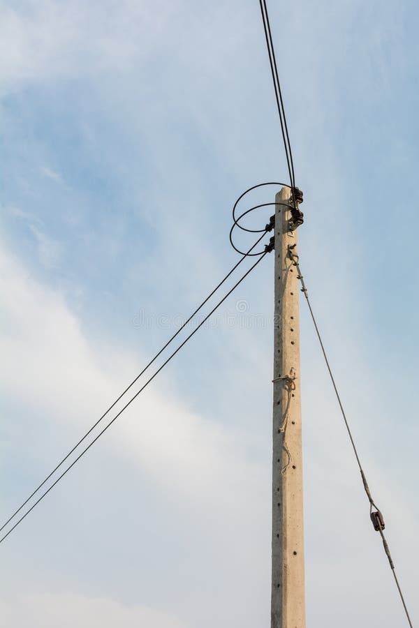 Electricity Post with Clear Blue Sky Stock Image - Image of grid ...
