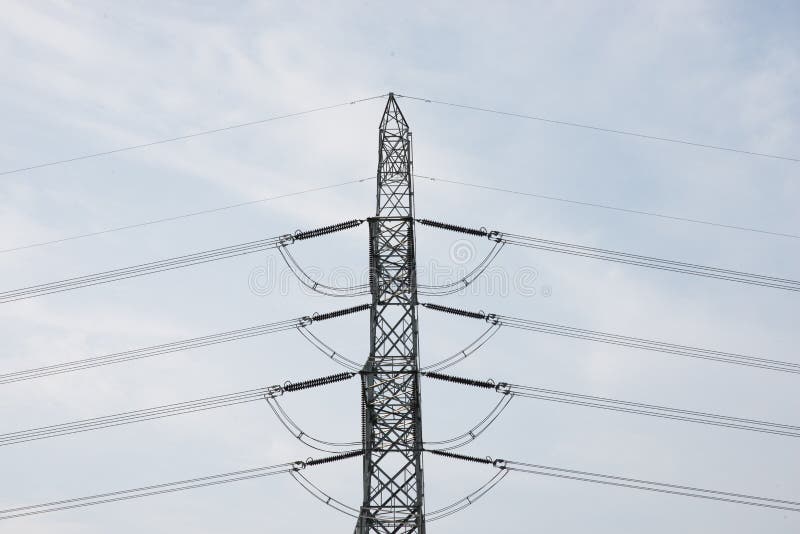 Electricity Post in the Evening Stock Photo - Image of architecture ...