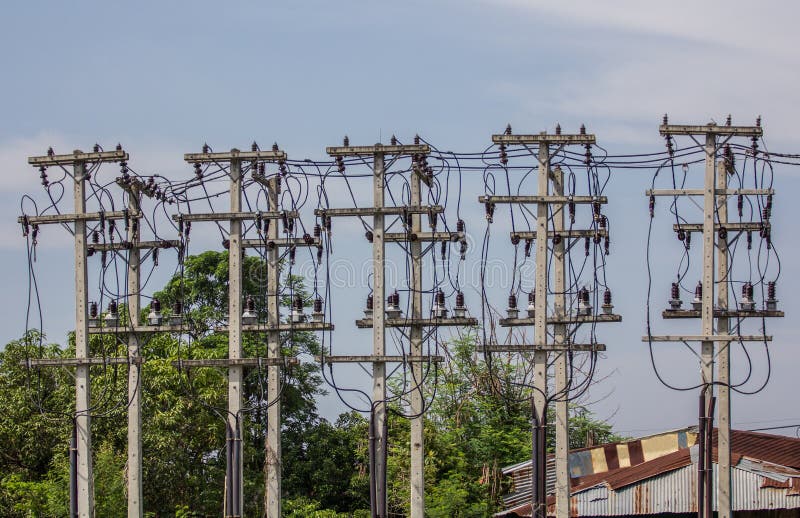 Electricity post stock photo. Image of blue, station - 41115664