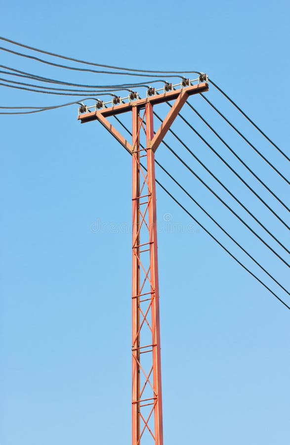 Row Of Wire Pole Electricity Post Stock Image - Image of industrial ...