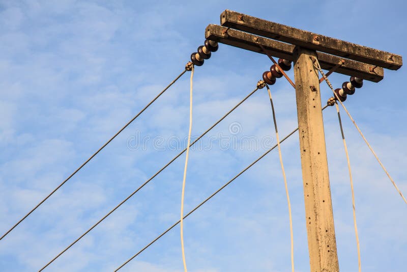 Electricity Post on the Sky. Stock Image - Image of concrete ...