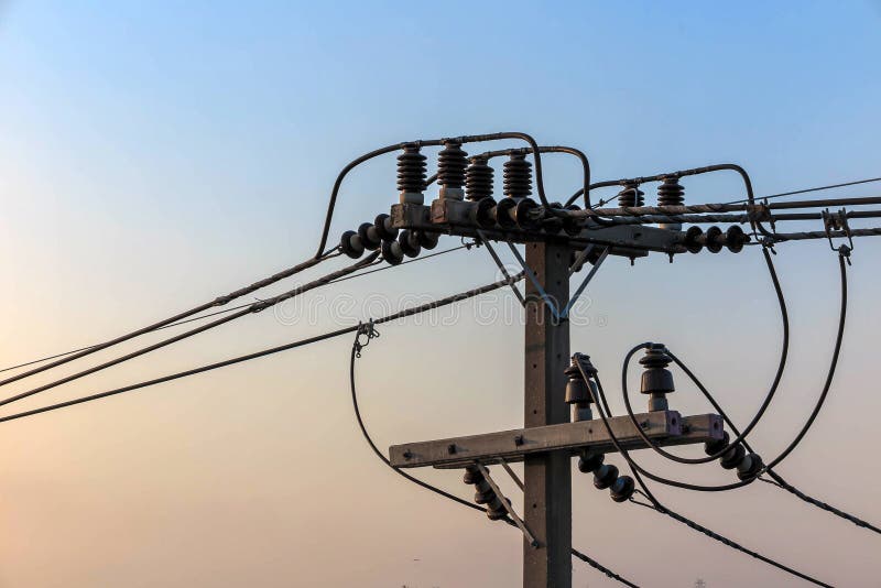 Electricity Post with Soft Light Background Stock Photo - Image of ...