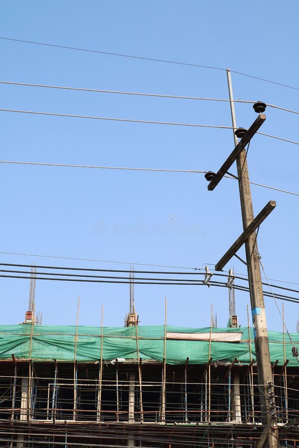 Electricity Post and Underconstruction Building Stock Photo - Image of ...