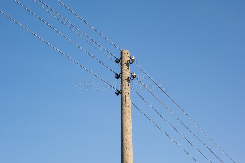 Electricity Post with Wire Lines. Power Electric Distribution Stock ...