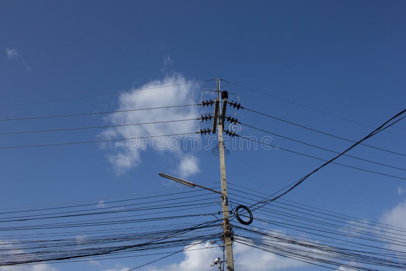Electricity Posts with Many Electric Wires Stock Image - Image of post ...