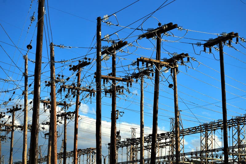Electricity posts stock image. Image of construction - 33870653