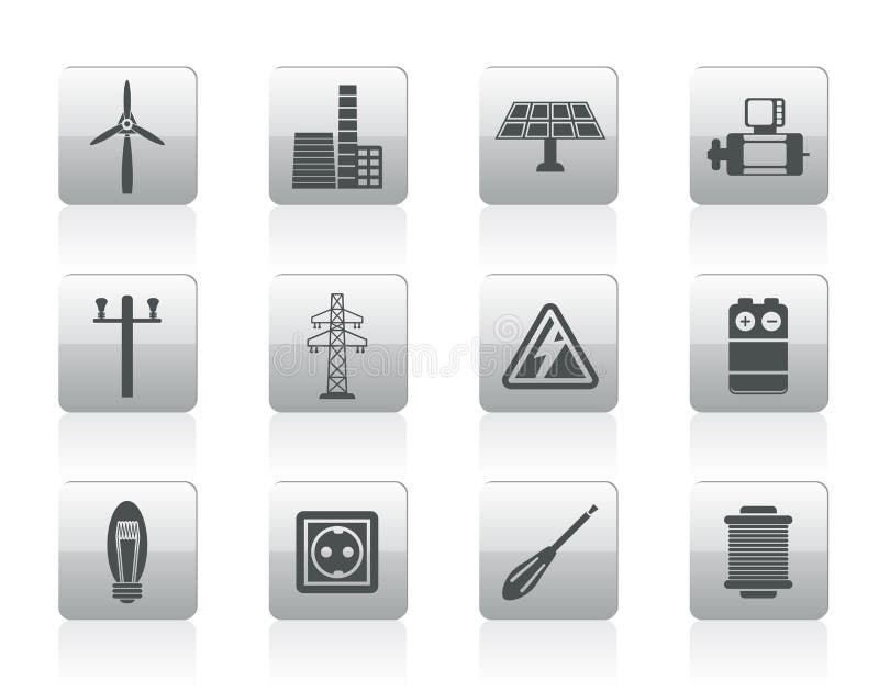 Electricity and Power Icons Stock Vector - Illustration of icons ...