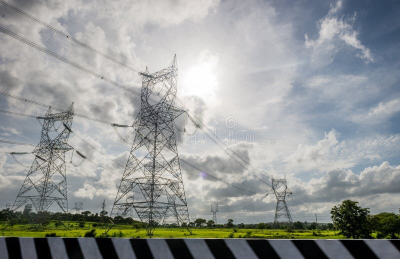 Power line India stock photo. Image of fence, power - 199179768