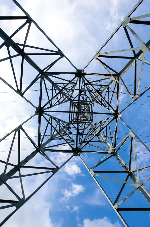 Electricity Power Line Pylon Construction Bottom View Stock Image ...
