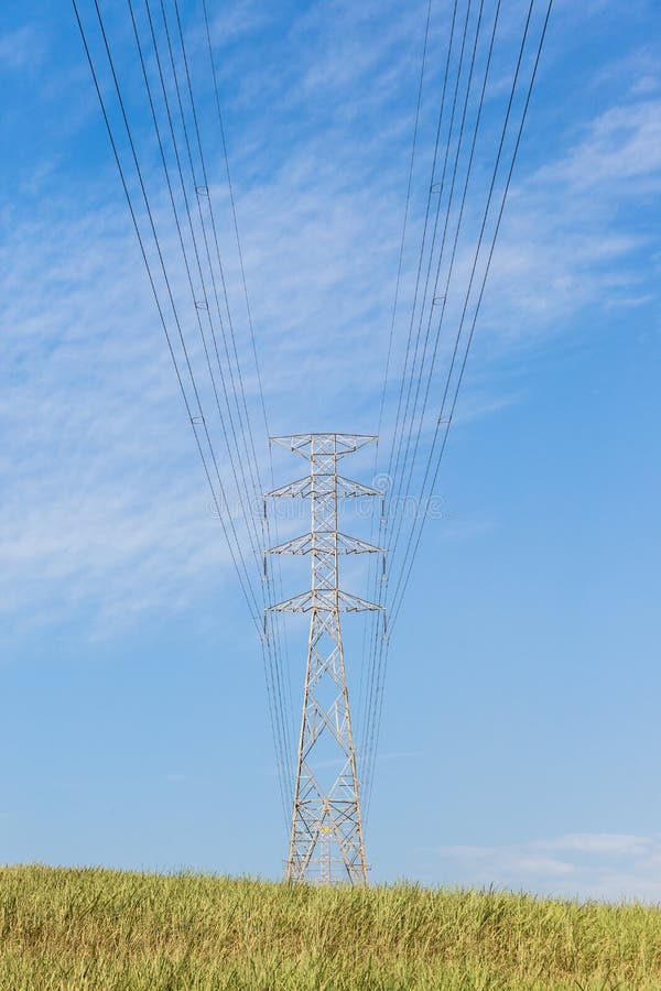 Electricity Power Lines Tower Countryside Stock Photo - Image of ...