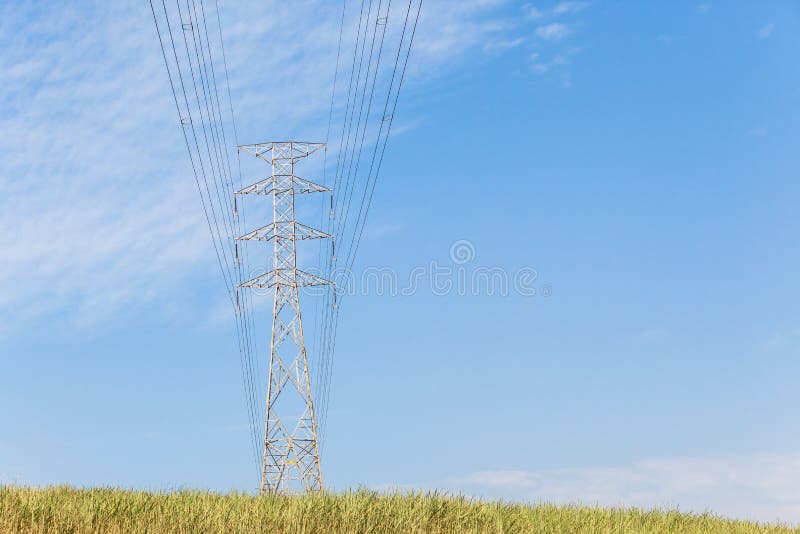 Electricity Power Lines Tower Countryside Stock Image - Image of ...