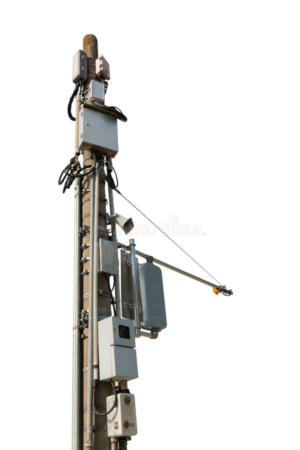 Electricity Power Post Isolated on White Background. Stock Photo ...