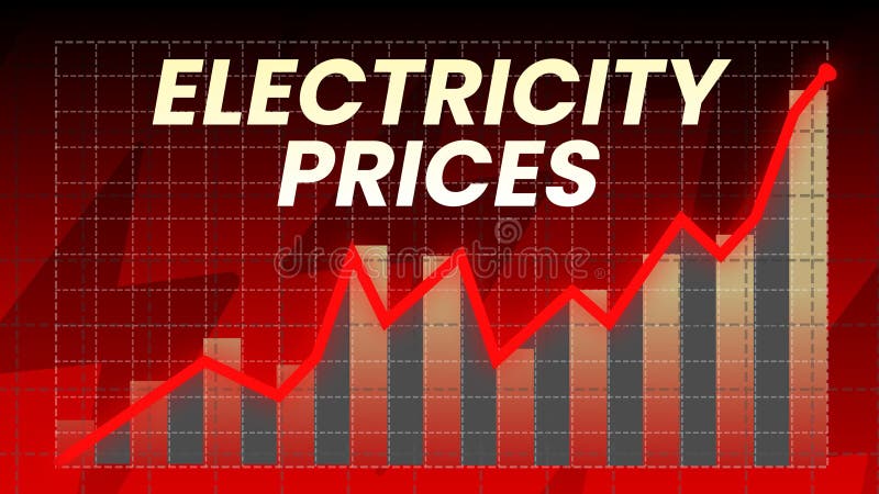 Electricity Prices Increasing Concept Background with Red Alarming ...