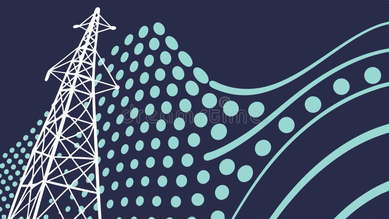 An Electricity Pylon with an Abstract Background of Waves and Dot ...