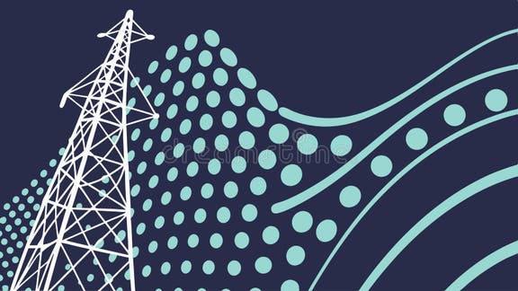 An Electricity Pylon with an Abstract Background of Waves and Dot ...